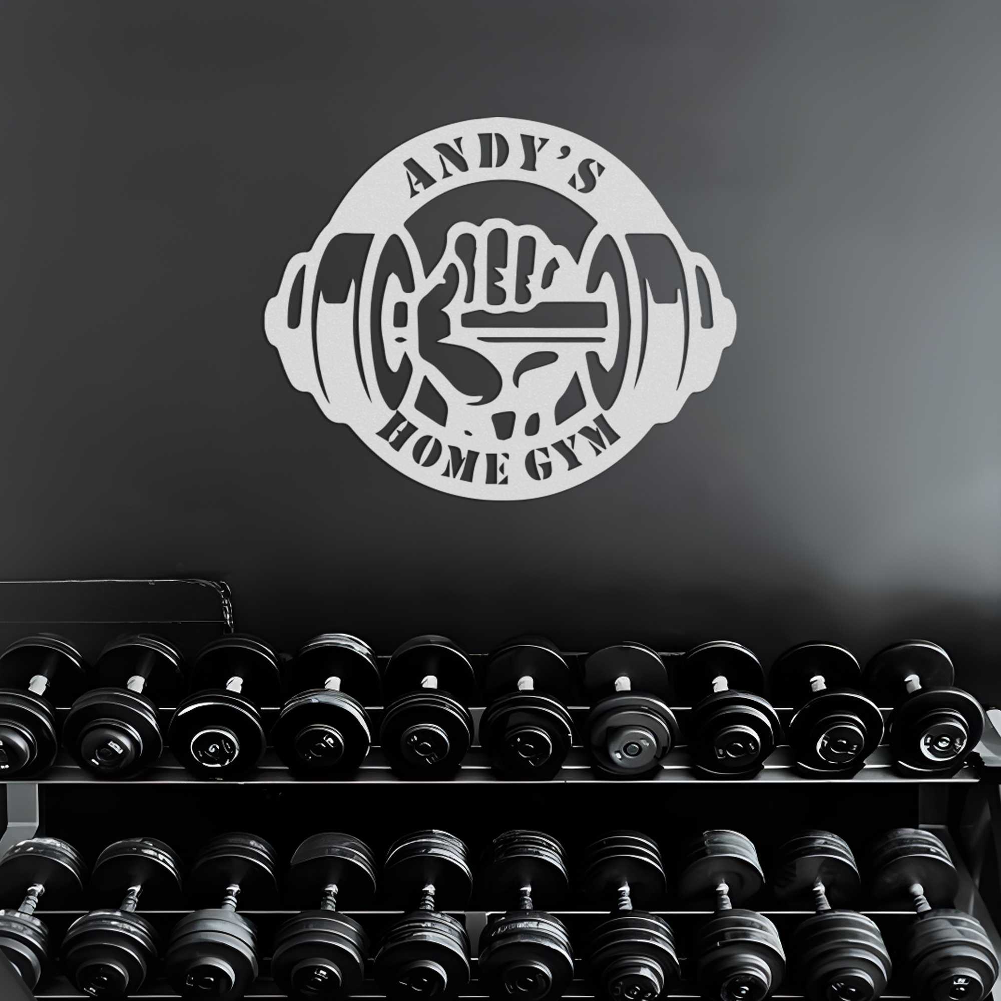Andy’s Home Gym Metal Wall Art, Geometric Wall Art, Home Gym Wall ...