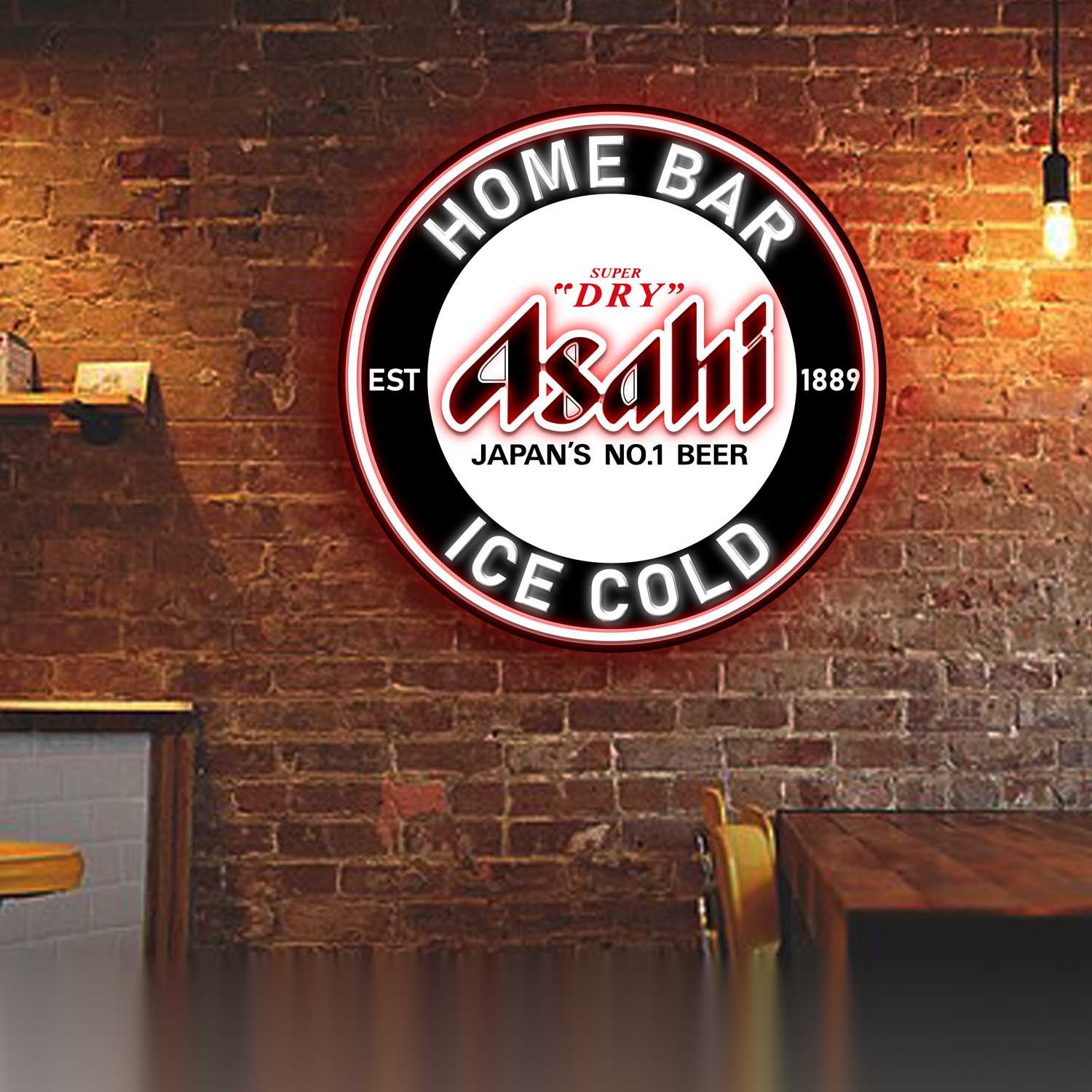 Asahi EST 1889 Neon LED Sign Man Cave Home Bar Pub Decor – Metalsteelalu