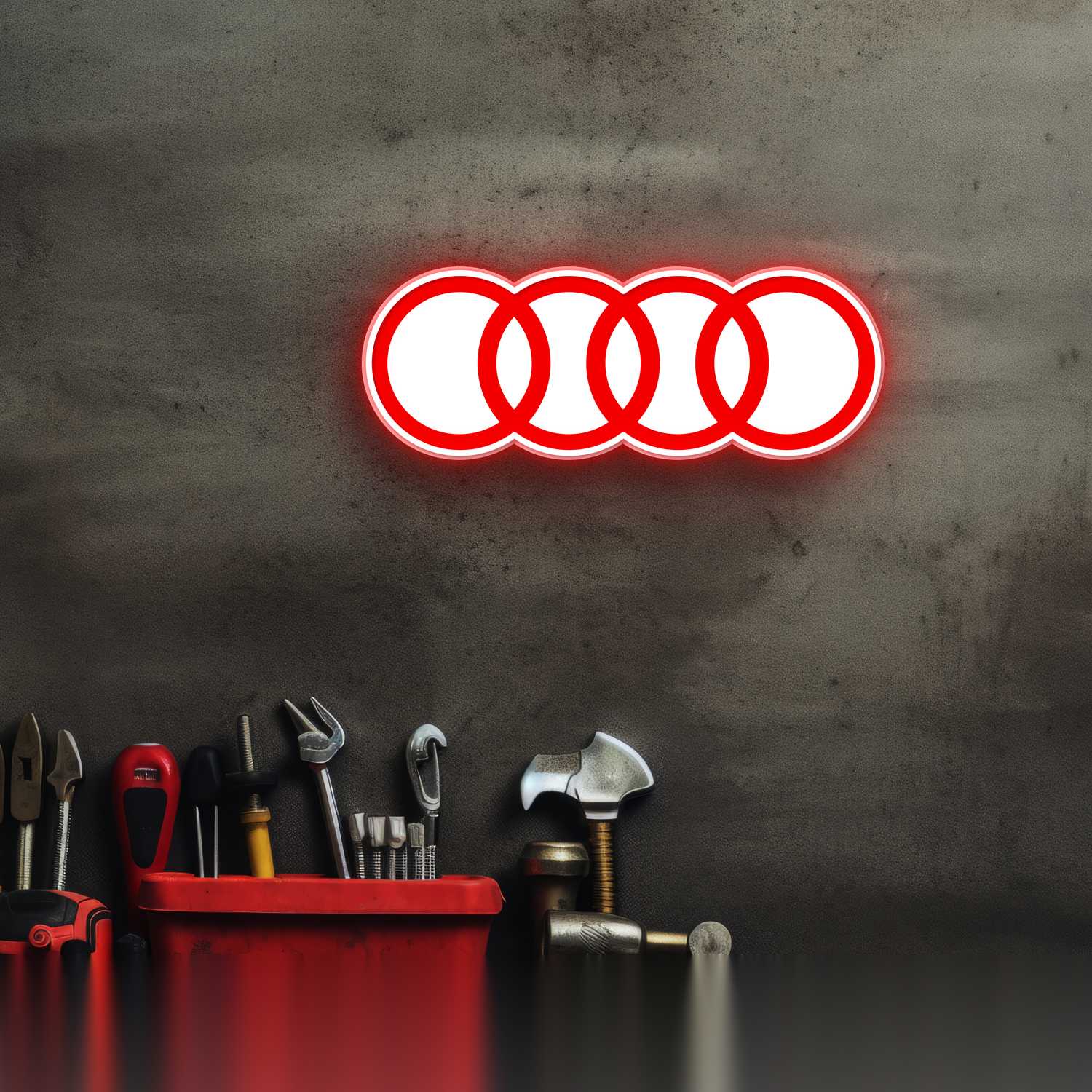 Audi Logo Neon LED Sign Wall Art Man Cave Garage Decor – Metalsteelalu