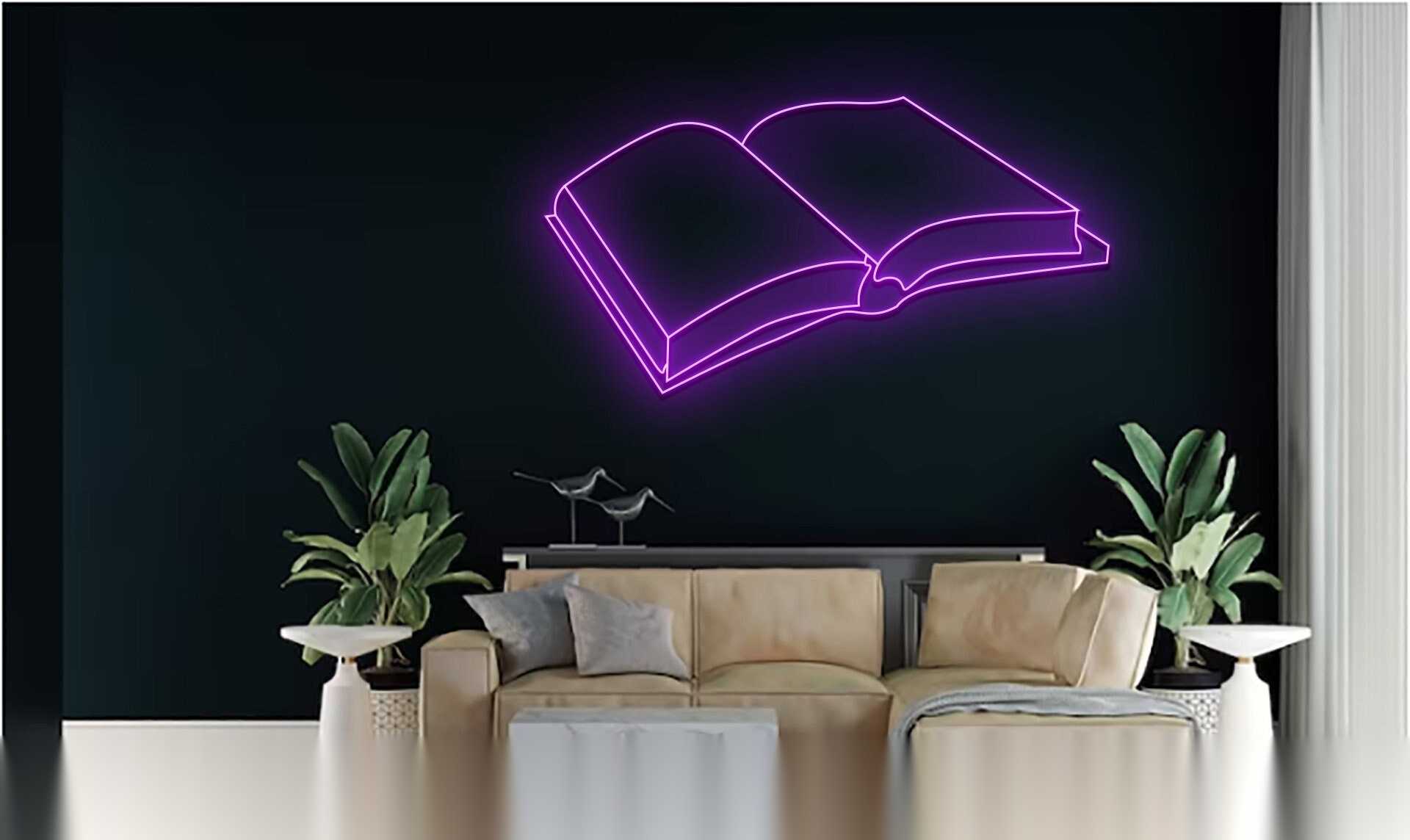 Book Line Art Neon Signs Book Decor sign – Metalsteelalu
