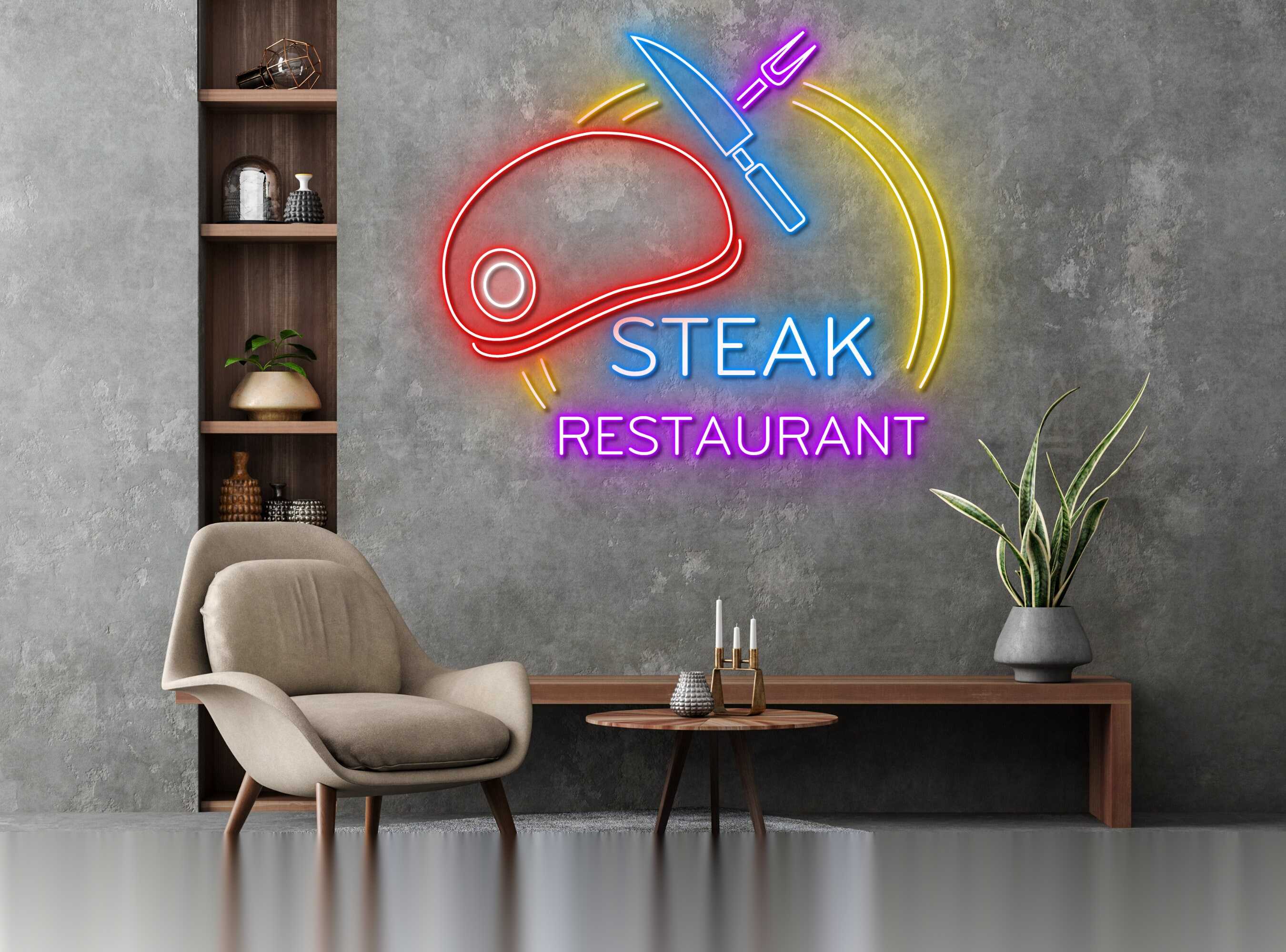 Steak House Restaurant Neon Sign Bedroom Decor – Metalsteelalu