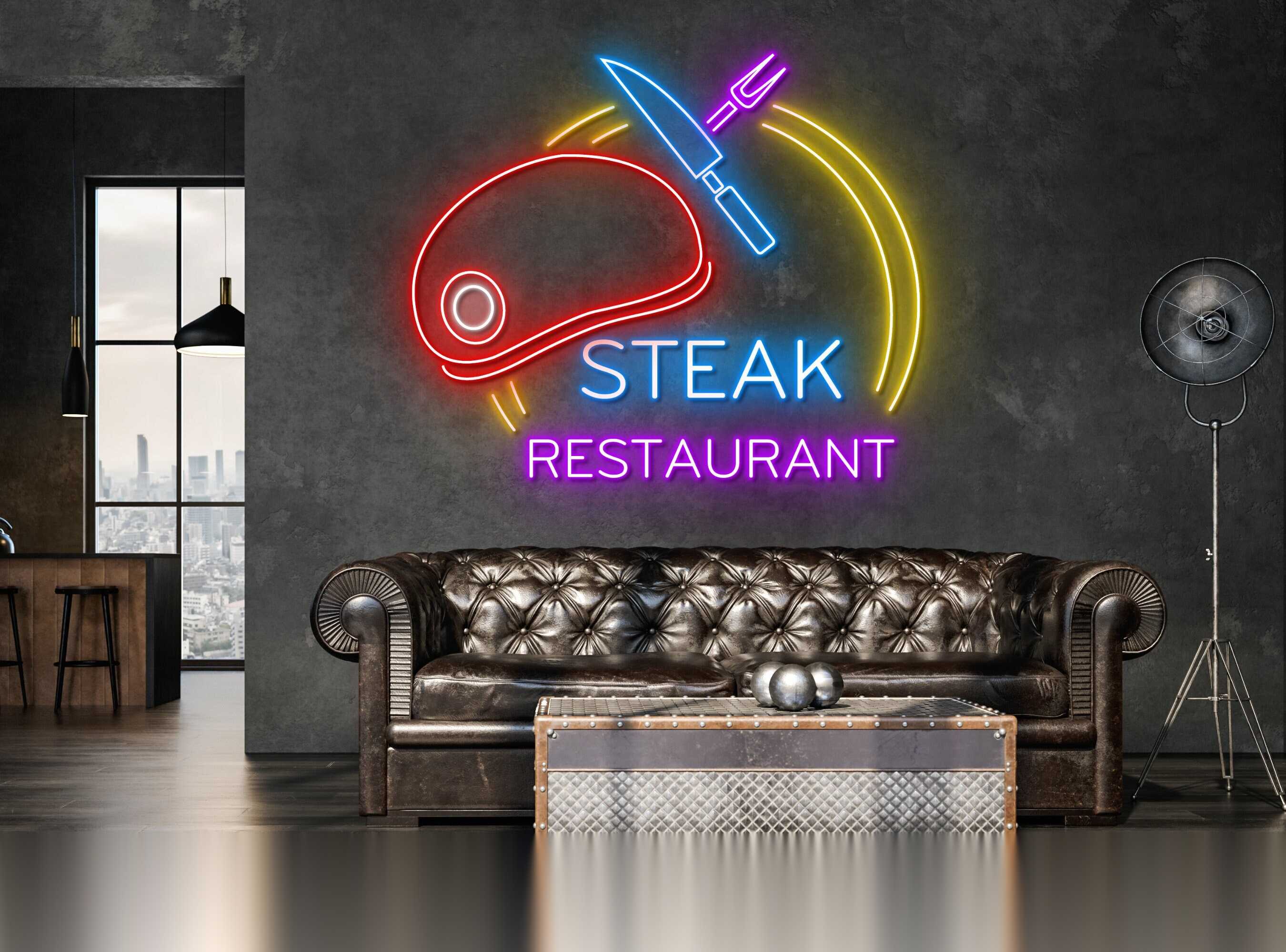 Steak House Restaurant Neon Sign Bedroom Decor – Metalsteelalu